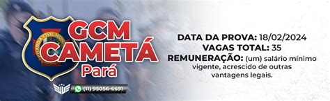 COMO FUNCIONA O CONCURSO PARA GCM DE CAMETÁ PA Curso Palestra Gratuita