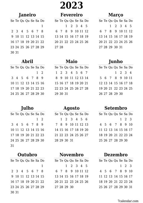 Calendario 2023 Brasileiro