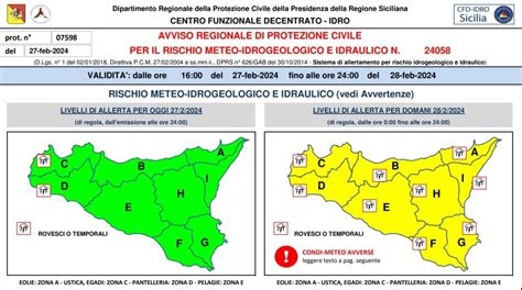 Allerta Meteo Nuovo Bollettino Della Protezione Civile Sicilia Il