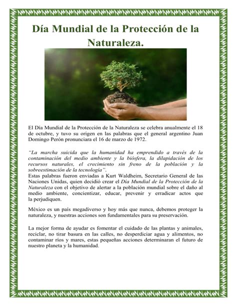 Día Mundial de la Protección de la Naturaleza
