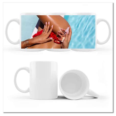 Kubek ceramiczny Bezpieczne opalanie 330 ml ZeSmakiem biały