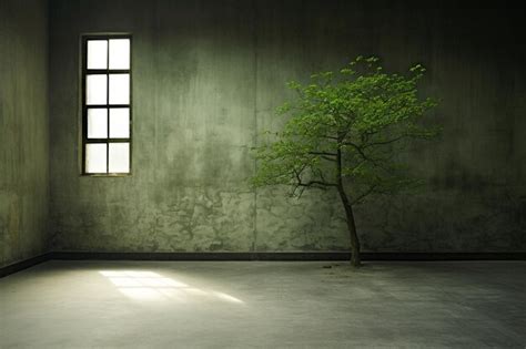 Premium Photo Empty Room With Green Wall And Green Plant