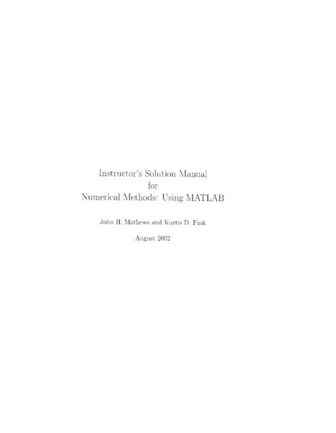 pdf numerical methods using matlab 4ed solution manual dokumen tips