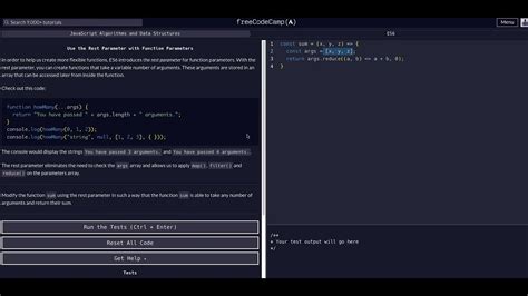 07 use the rest parameter with function parameters es6 freecodecamp solution javascript fcc
