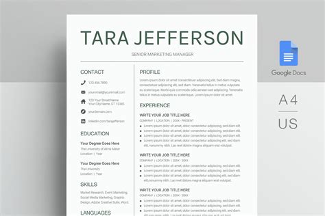 Google Docs Resume Template MasterBundles