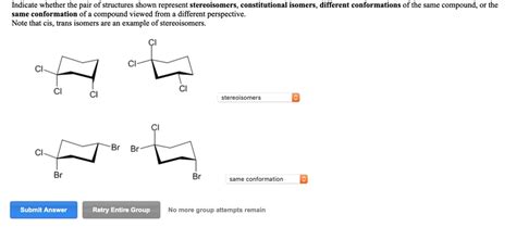 Indicate Whether The Pair Of Structures Shown Represent Stereoisomers
