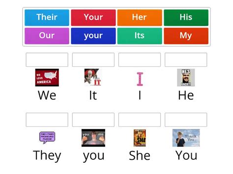 Pronoun Possessive Adjectives Match Up