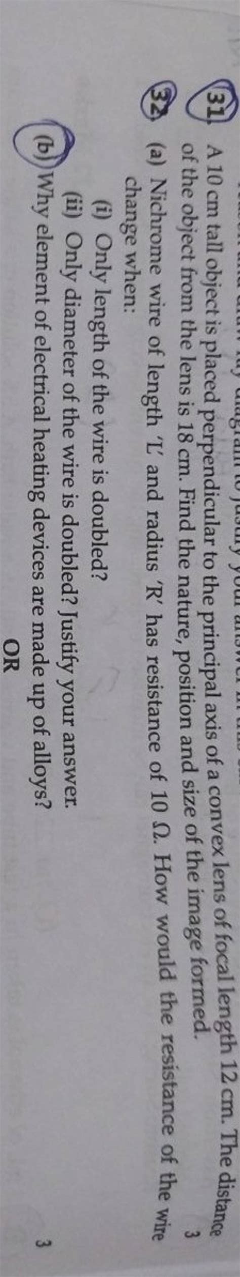 31 A 10 Cm Tall Object Is Placed Perpendicular To The Principal Axis Of