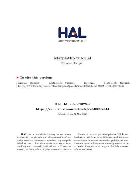matplotlib tutorial nicolas rougier pdf matlab parameter computer programming