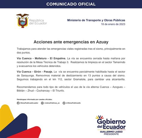 Riesgos Ecuador On Twitter RT ComunicacionEc COMUNICADO OFICIAL