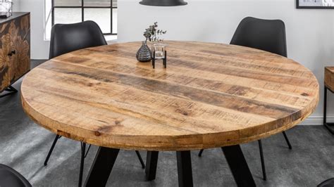 Table à manger ronde en bois de manguier massif Davis GdeGdesign