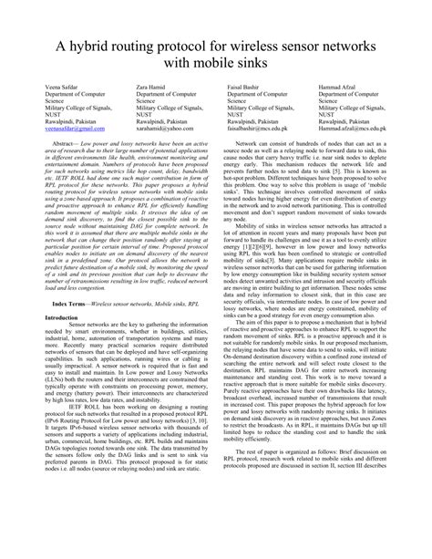 pdf a hybrid routing protocol for wireless sensor networks with mobile sinks