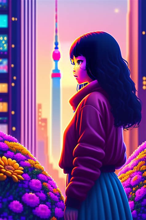 Lexica Detailed Pixel Art Scene Of Tokyo Girl At Night City At Night