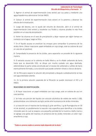 PRACTICA 14 INTOXICACIÓN POR ÁCIDO NITRICO PDF