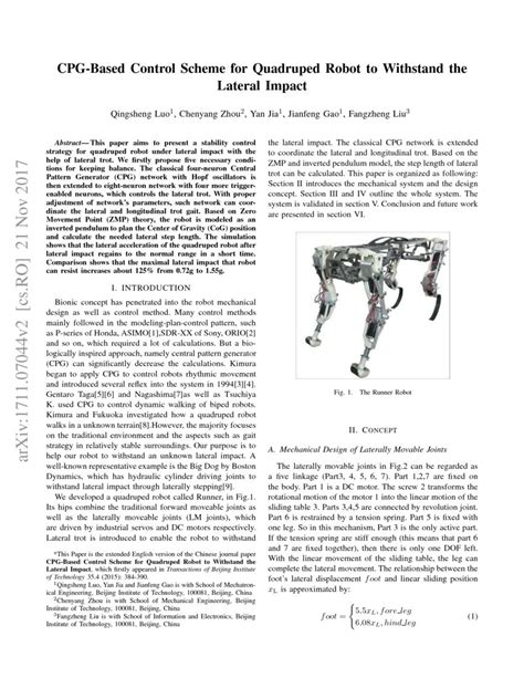 cpg based control scheme for quadruped robot to withstand the lateral impact deepai