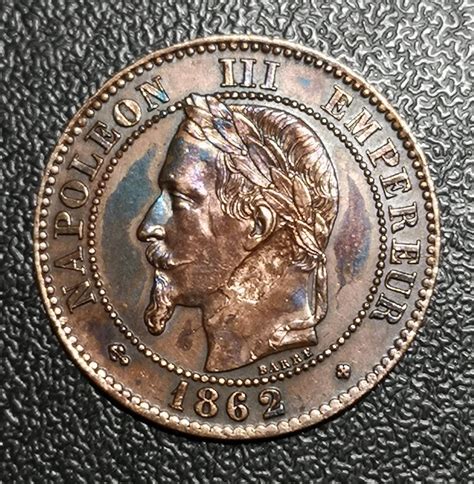 2 centimes Napoléon III Tête laurée buste définitif 1862 Strasbourg