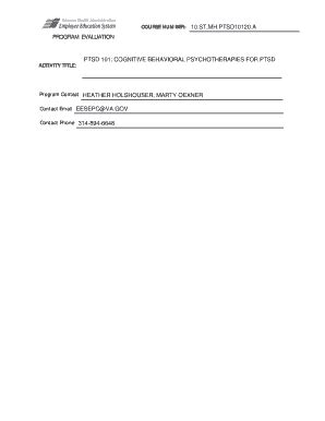 Fillable Online Ptsd Va Evaluation Cognitive Behavioral Psychotherapies