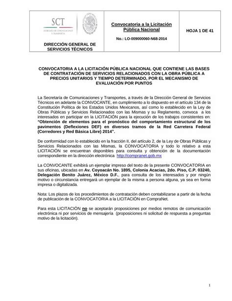 PDF Convocatoria a la Licitación Pública Nacional HOJA 1 DE 41