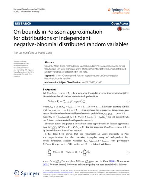 [pdf] on bounds in poisson approximation for distributions of independent negative binomial
