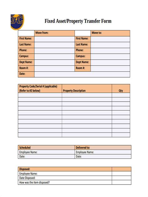 free 9 asset transfer forms in pdf ms word excel