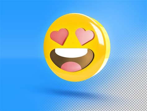 Emoji 3D circular rosto sorridente e olhos em forma de coração