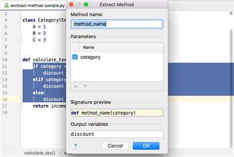 Extract Method PyCharm Documentation