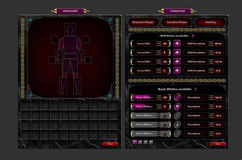 Rpg Gui Gaming User Interface Mmorpg Ui Buttons Character Checkbox