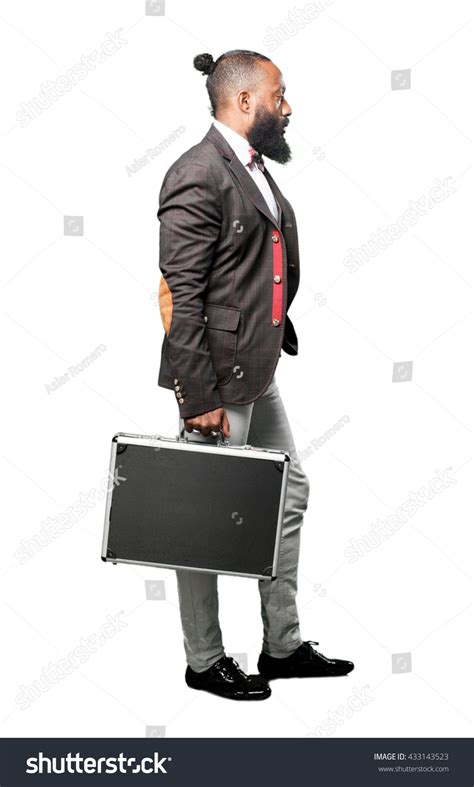 Full Body Black Man Holding Briefcase Stock Photo 433143523 Shutterstock