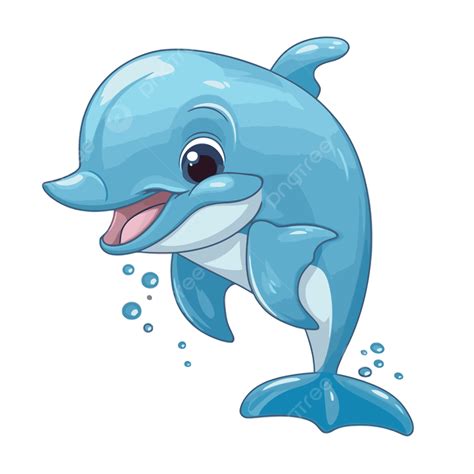 Lindo Delfín Clipart Lindo Delfín De Dibujos Animados Sobre Fondo