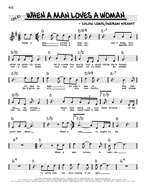 When A Man Loves A Woman High Voice Von Percy Sledge Noten Zum Real