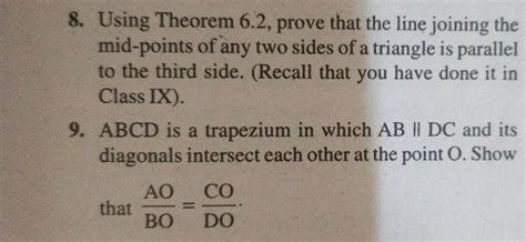 Using Theorem Prove That The Line Joining The Mid Points Of Any T