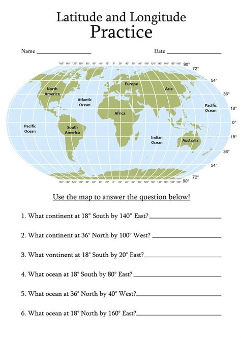 Latitude And Longitude Map Worksheet Latitude And Longitude Map
