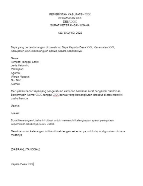 5 Contoh Surat Keterangan Usaha Terlengkap