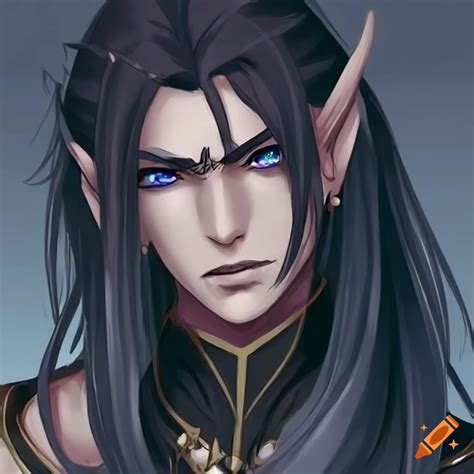 Elven Male Anime Character With Dark Hair And Magic On Craiyon