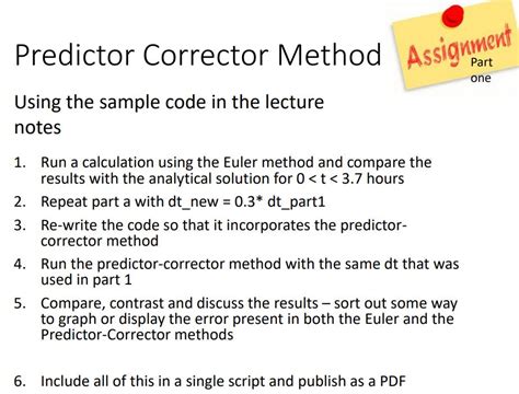 predictor corrector method assignmeren one using the