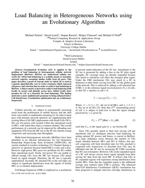 pdf load balancing in heterogeneous networks using an evolutionary algorithm