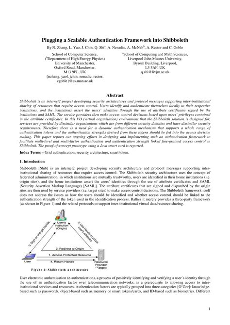 pdf plugging a scalable authentication framework into shibboleth