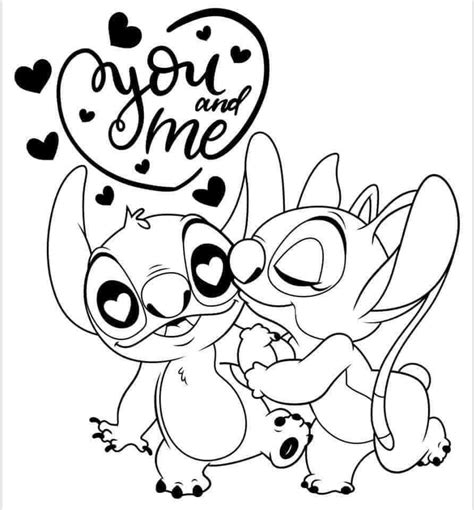 Coloriage Stitch Amoureux Coloriage Stitch