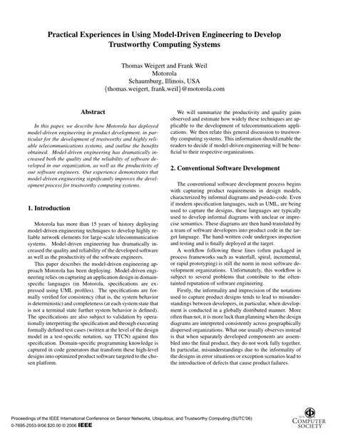 pdf practical experiences in using model driven engineering to develop trustworthy computing