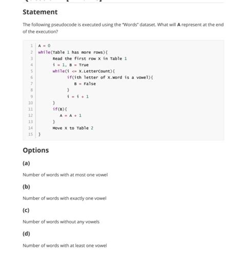 solved statement the following pseudocode is executed using