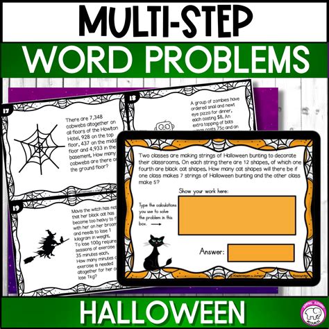 Halloween Multistep Word Problems Using All Operations Google Slides
