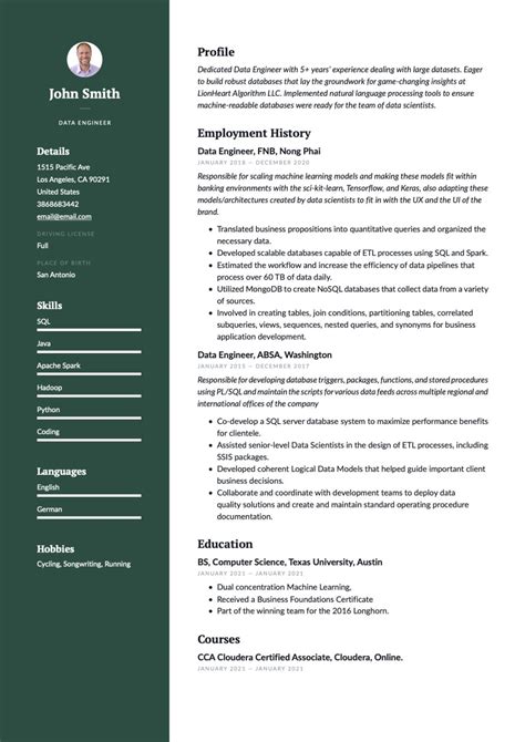 17 Data Engineer Resume Examples Guide Pdf Word