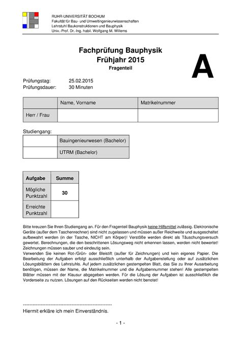 2015 02 F Kl BP Fragen A Alte Klausuren Fakultät für Bau und