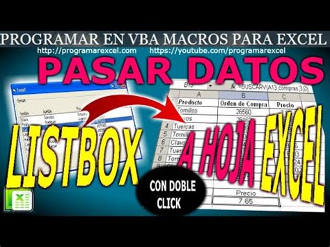 Como Pasar Datos De Listbox A Hoja De Excel Con Doble Click