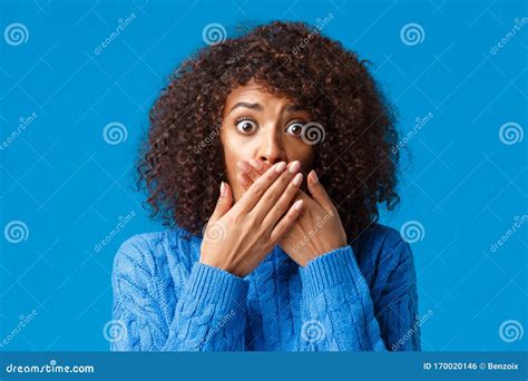 Close Up Portrait Shocked And Scared African American Girl Home Alone Heart Strange Scary Noise