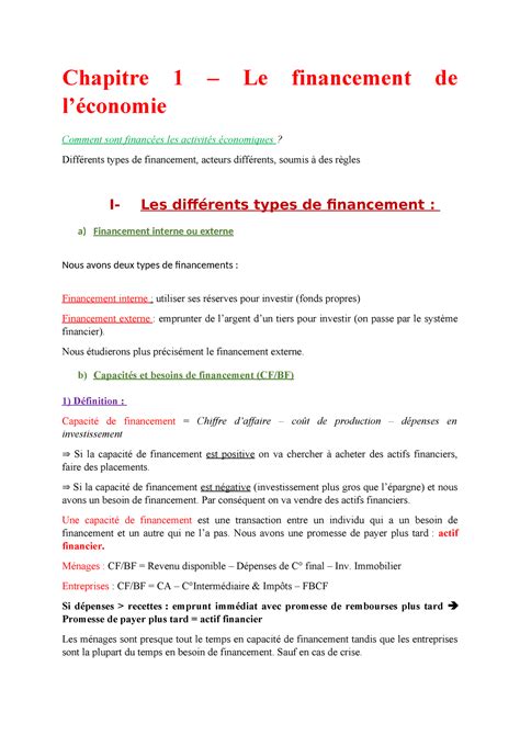 Chapitre 1 Chapitre 1 Le financement de léconomie Comment sont