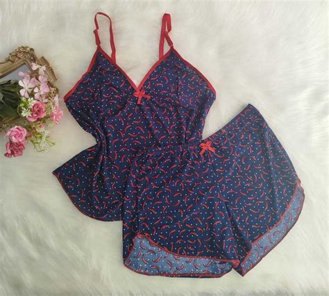 Babydoll De Liganet Rf Azul Pimenta Poa Imp Rio Lingerie