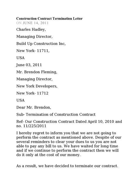 End Of Contract Letter Template Infoupdate Org