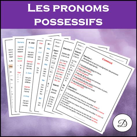 Pronoms Possessifs Explications Et Exercices French Possessive