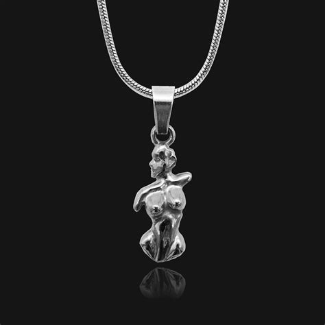 Silver Woman Pendant Necklace Body Pendant Necklace Naked Woman